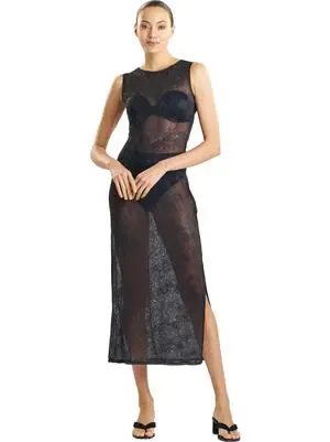 Natori Dragon Lace Slip Dress - Black
