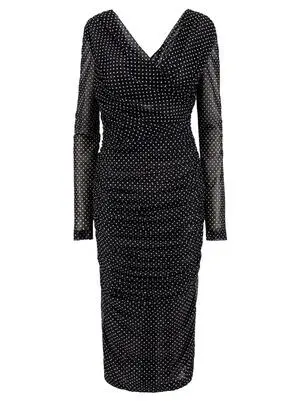 Dolce & Gabbana Polka Dot Draped Dress - Black