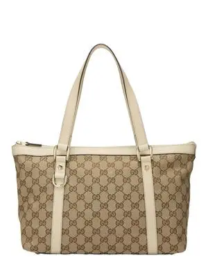 Gucci Original Gg Canvas Abbey Zip Tote Bag - White