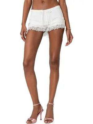 EDIKTED Marielle Ribbon Shorts - White