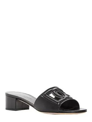 Dolce & Gabbana Block Heel Slide Sandals - Black