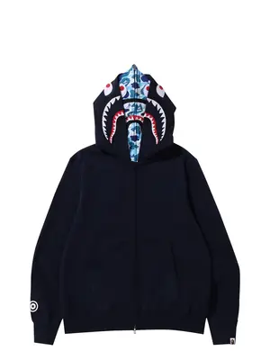 A BATHING APE BAPE ABC Camo Shark Wide Fit Full Zip Double Hoodie Blue