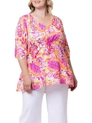 KIYONNA Oasis Tunic Top - Artful Tropical Print