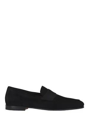 Santoni Suede Penny Loafers - Black