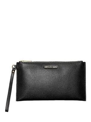 Michael Kors Jet Set Travel Large Pebbled Leather Pouch - Black