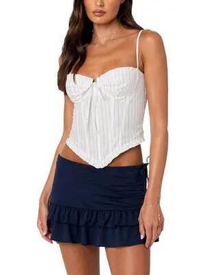 EDIKTED Greca Striped Poplin Corset - White And Blue
