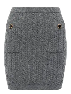 Alessandra Rich Cable-knit Wool Mini Skirt - Grey
