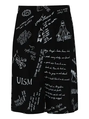 UNDERCOVERISM Graphic-print Wide-leg Shorts - Black