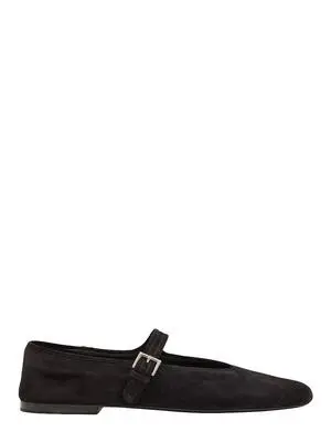 THE ROW Boheme Suede Ballerina Flats - Ebony