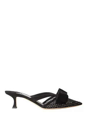 JIMMY CHOO Flaca 50 Bow And Crystal-embellished Mules - Black