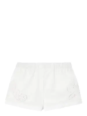 Versace Broderie Anglaise Cotton Shorts - White