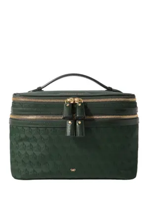 ANYA HINDMARCH Leather-trimmed Nylon-jacquard Cosmetics Case - Green