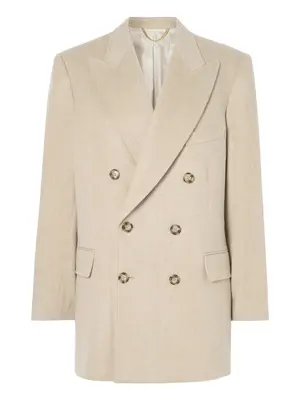 Victoria Beckham Double-breasted Wool And Cashmere-blend Blazer - Ecru
