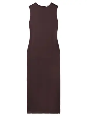Veronica De Piante Alessia Washed Silk Midi Dress - Purple