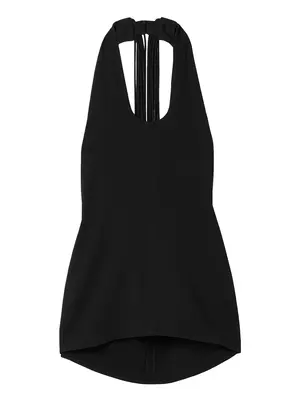 Proenza Schouler Miller Fringed Crepe Halterneck Tank - Black