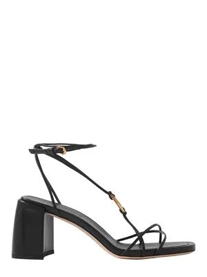 JIMMY CHOO Onyxia 70 Embellished Leather Sandals - Black
