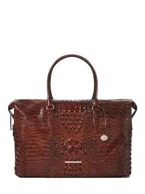 Brahmin Duxbury Croc Embossed Leather Duffle Bag - Pecan