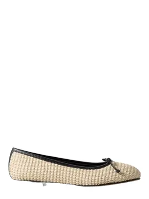 Manolo Blahnik Veralli Raffia Ballet Flats - Cream