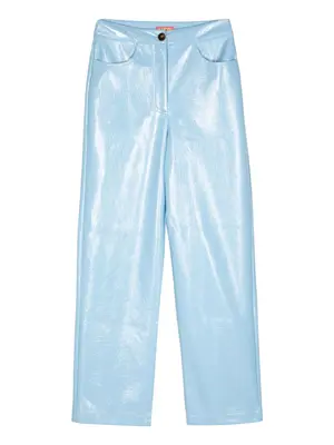 KITRI Janice Patent-finish Trousers - Blue