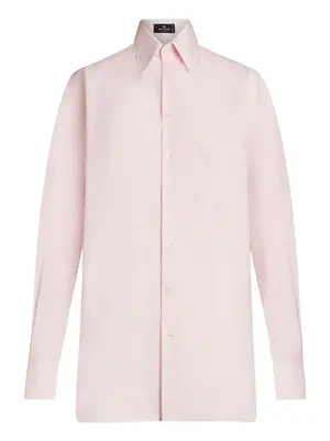 Etro Piped-trim Cotton-poplin Shirt - Pink