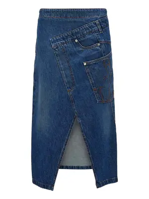 JW Anderson Wrap-design Denim Skirt - Blue
