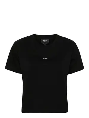 A.p.c. Logo-print Cropped T-shirt - Black