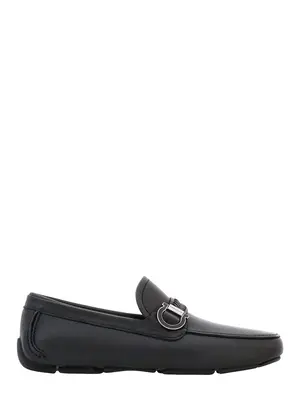 FERRAGAMO Gancini Leather Loafers - Black