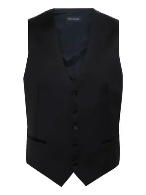 Tagliatore V-neck Paneled Waistcoat - Blue