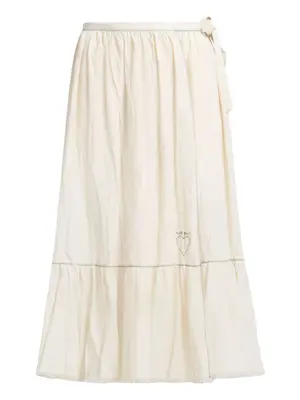 Marni Logo-embroidered Cotton Midi Skirt - Neutrals