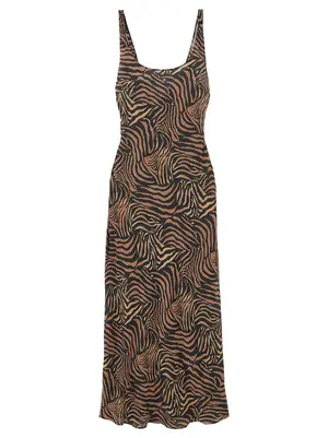 Rixo Bondi Tiger-print Silk-satin Midi Dress - Animal Print