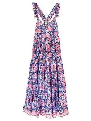 ALICIA BELL Harlow Floral Tiered Cotton Maxi Sundress - Medium Blue