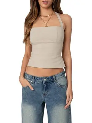 EDIKTED Dara Halter Top - Beige