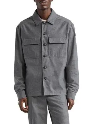 Moncler Camicia Nylon & Cashmere Shirt Jacket - Dark Gray