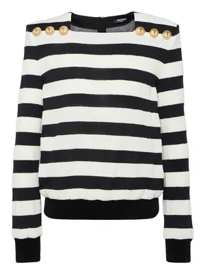 Balmain Striped Jersey Top - Black