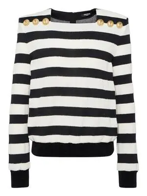 Balmain Striped Jersey Top - Black