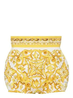 Dolce & Gabbana Majolica High-rise Cotton Shorts - Yellow