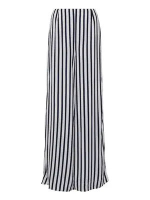 Staud Luke Striped Wide-leg Pants - White
