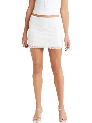 MISTRESS ROCKS Cotton Broderie Mini Skirt - White Floral