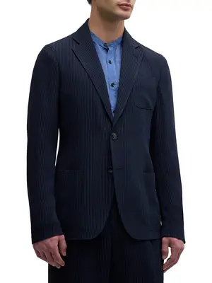 Giorgio Armani Pinstripe Seersucker Sport Coat Solid Black