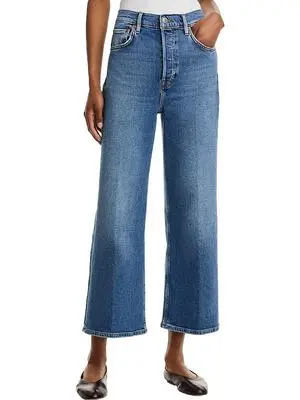 RE/DONE High Rise Wide Leg Cropped Jeans - Mid S