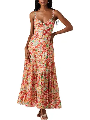 Astr The Label Astr The Label Sleeveless Drop Waist Maxi Dress Red Multi