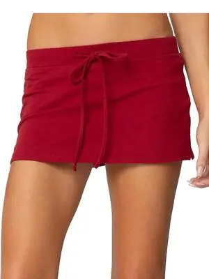 EDIKTED Bayside Slitted Micro Skort - Burgundy