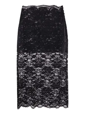 Rabanne Floral Lace Skirt - Black
