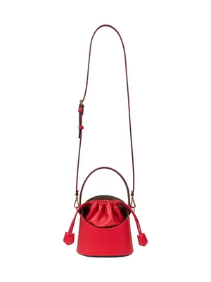 Etro Small Saturno Leather Bucket Bag - Red