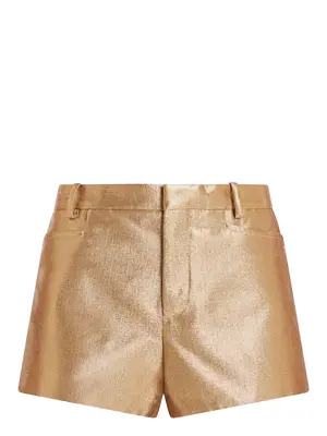 TOM FORD Lurex Detail High-waisted Shorts - Gold