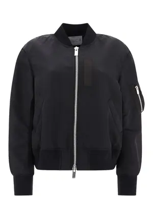 Sacai Baseball-collar Zip-up Bomber Jacket - Black