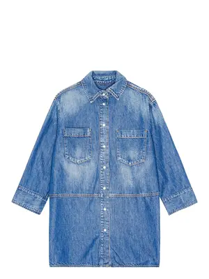 GANNI Logo-embellished Denim Shirt - Blue