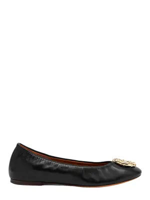 LANVIN Mélodie Embellished Leather Ballet Flats - Black
