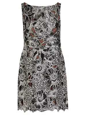 Marchesa Guipure Lace Mini Dress - Black