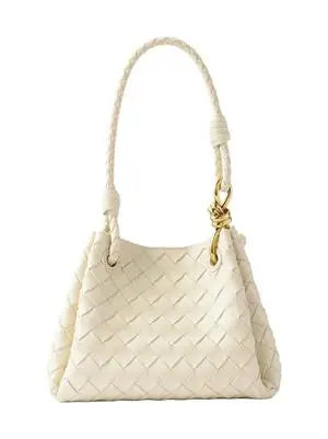 Bottega Veneta Parachute Intrecciato Leather Shoulder Bag Neutrals